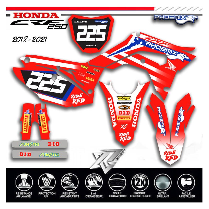 PHOENIX HONDA CRF250 Decals kit 2018-2021 by Decografix Couleur fonds ...