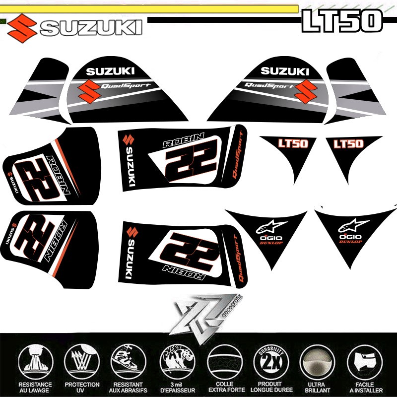 GRAPHIC KIT LT 50 SUZUKI LT50 BLACK Decografix.fr QUALITE - EPAISSEUR ...