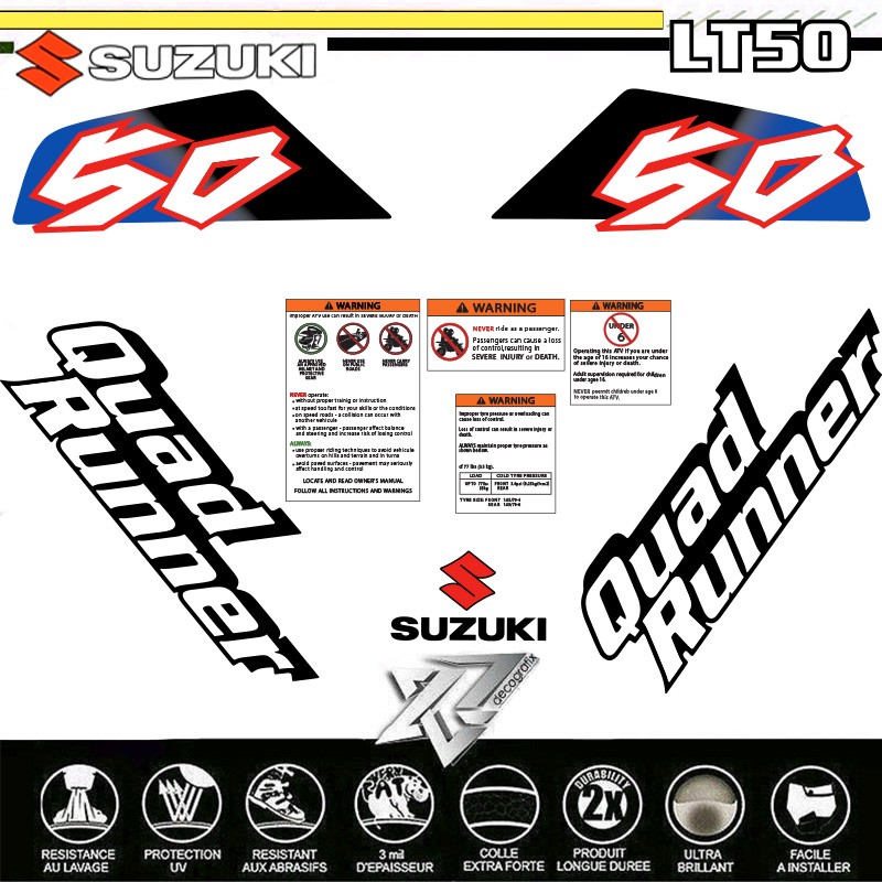 GRAPHIC KIT LT 50 SUZUKI LT50 OEM BY Decografix.fr QUALITE - EPAISSEUR ...