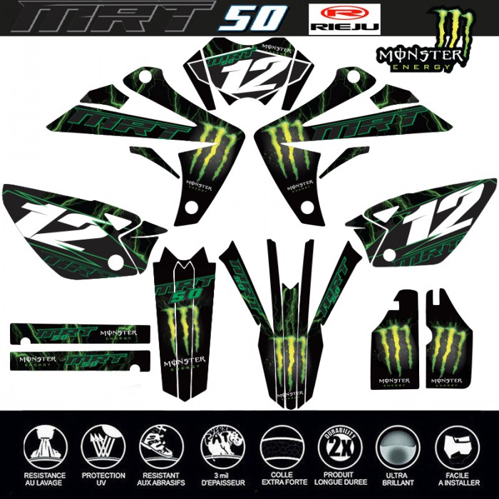KIT DECO moto MRT 50 RIEJU MONSTER ENERGY Decografix Couleur Noms ...
