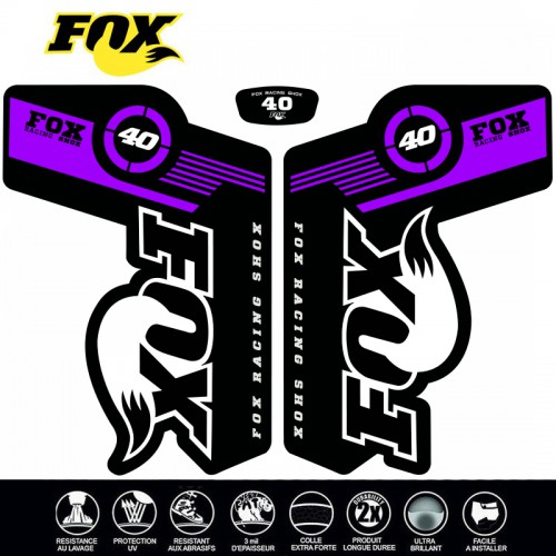 Déco de fourche FOX 40 Violet VTT 26 pouces Decografix QUALITE ...